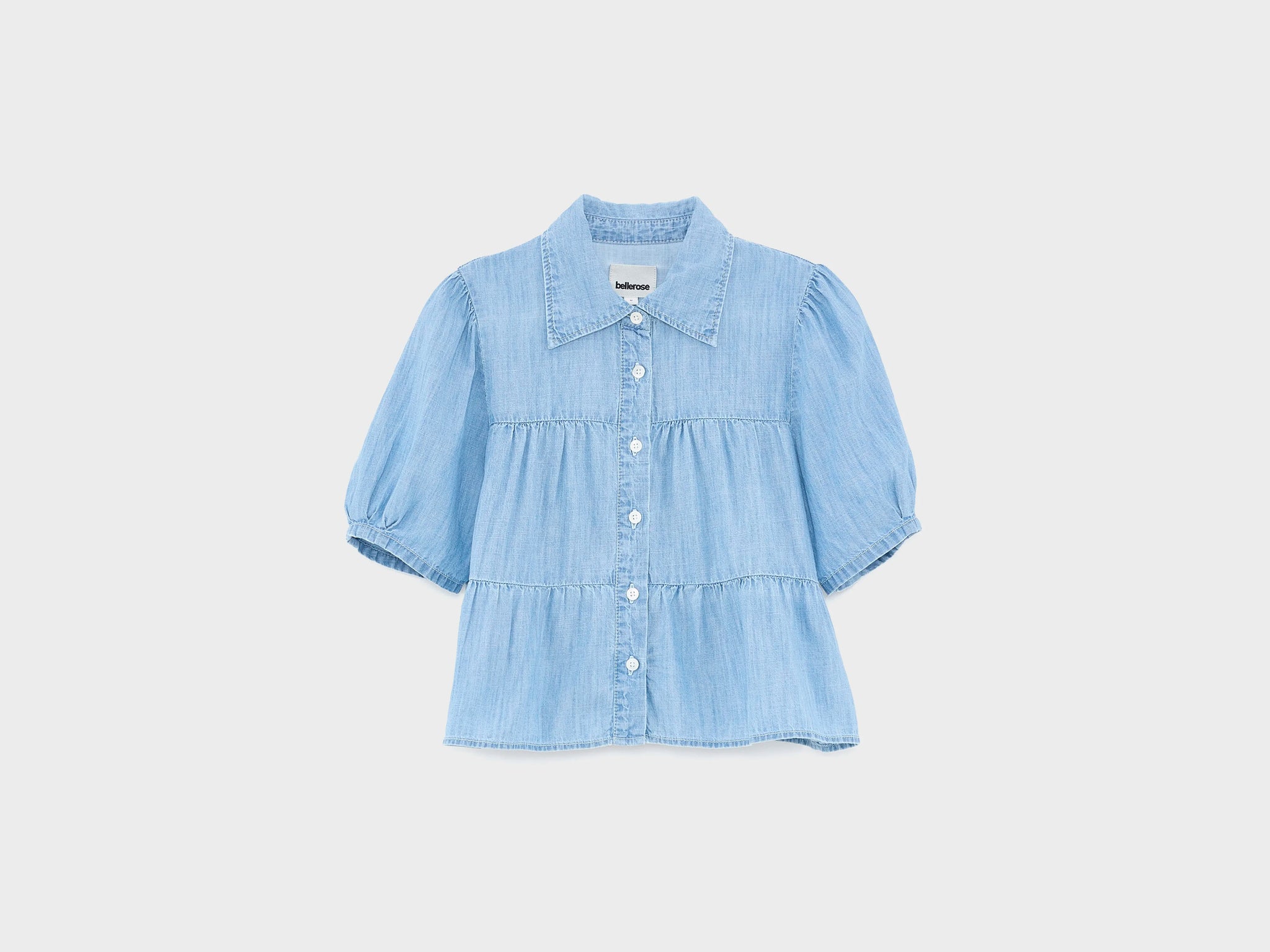 Light blue denim shirt with puff sleeves - Girls | Bellerose
