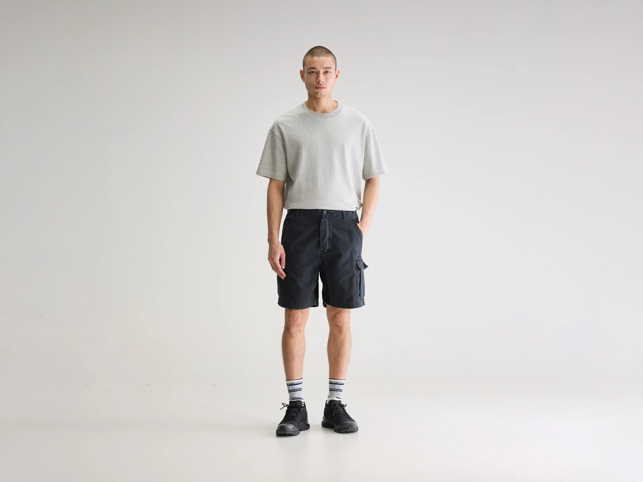 Grey low rise denim shorts for men | Bellerose