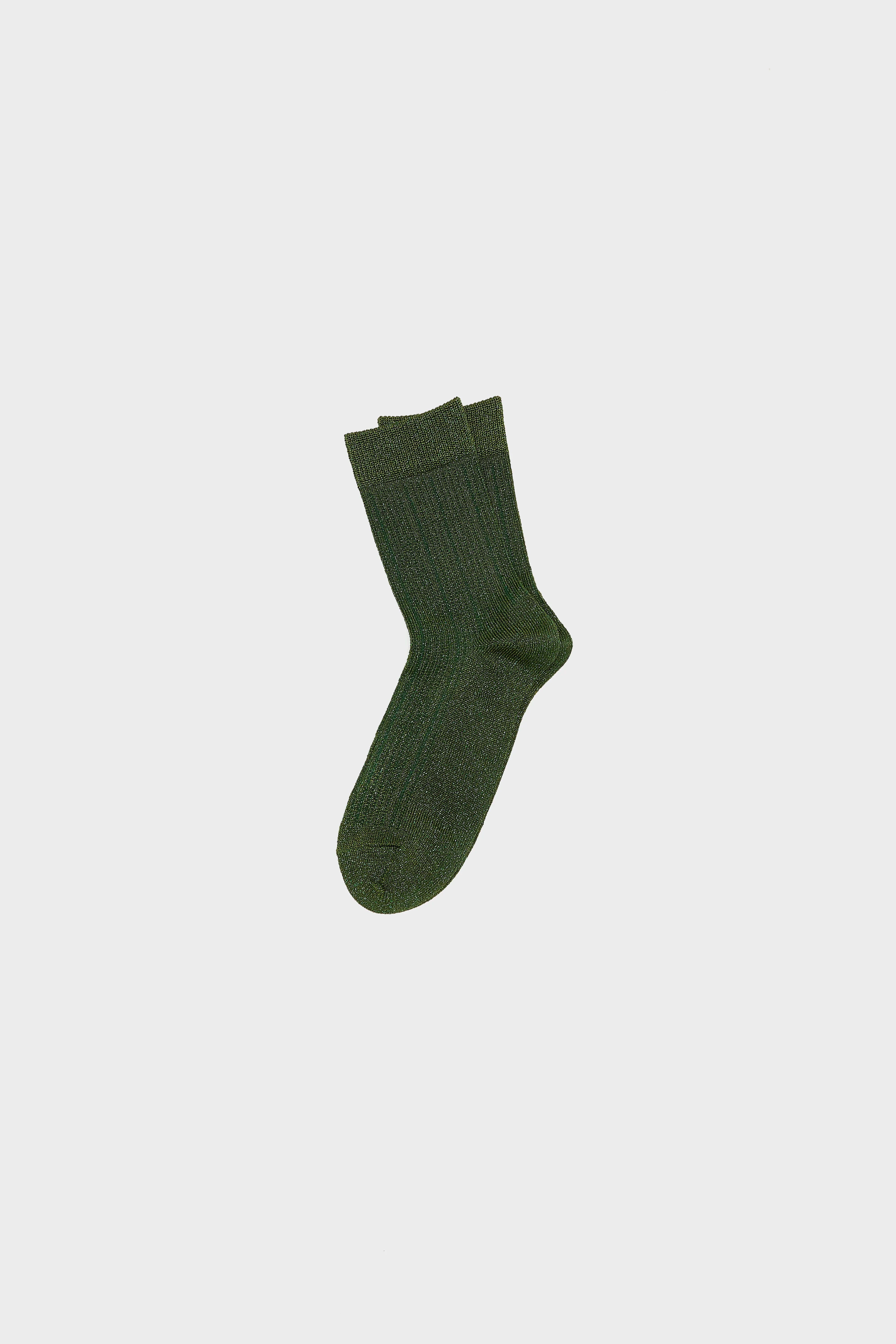 Women's dark green shimmery crew socks | Bellerose