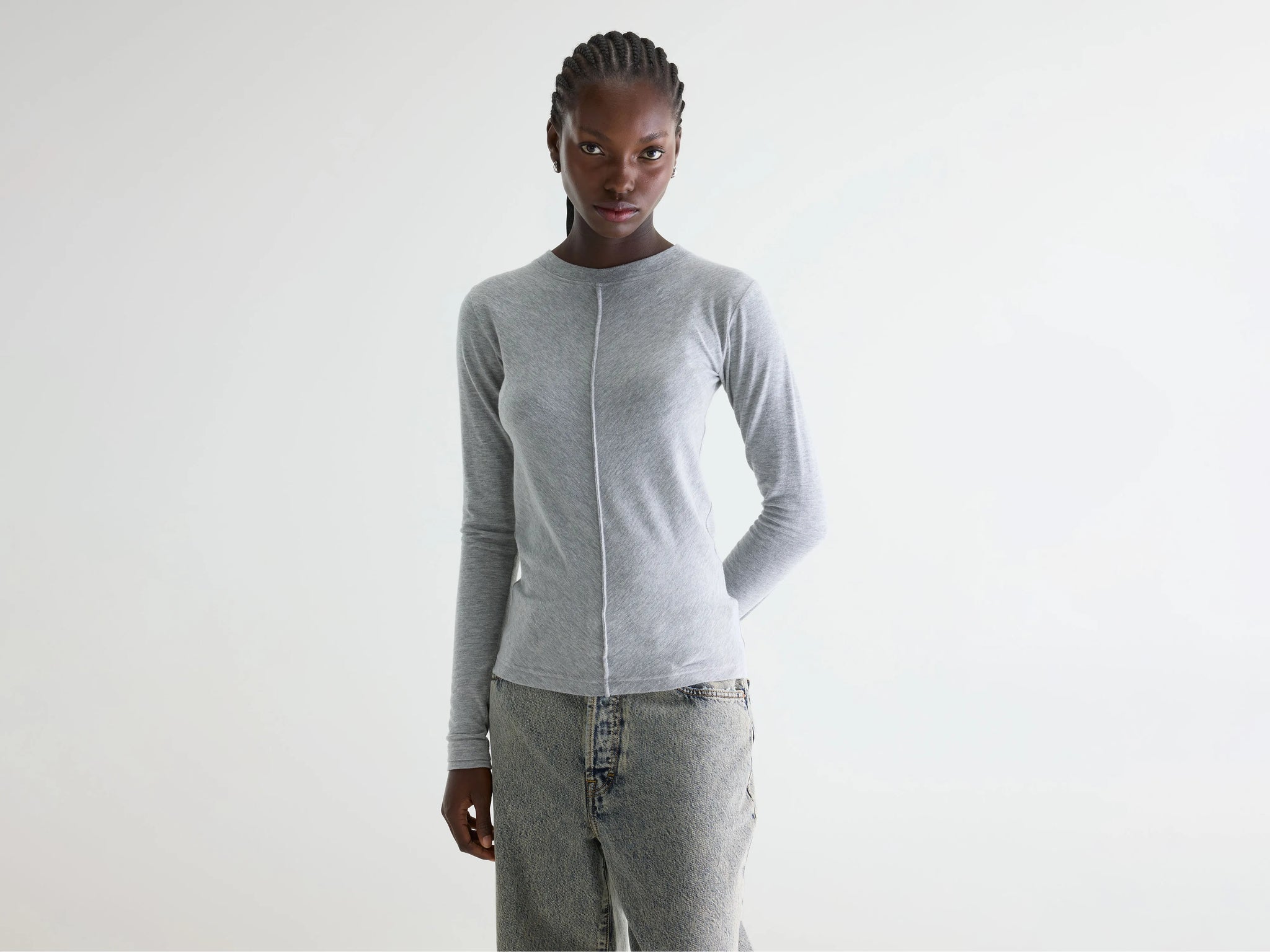 Women's grey long-sleeve t-shirt | Bellerose