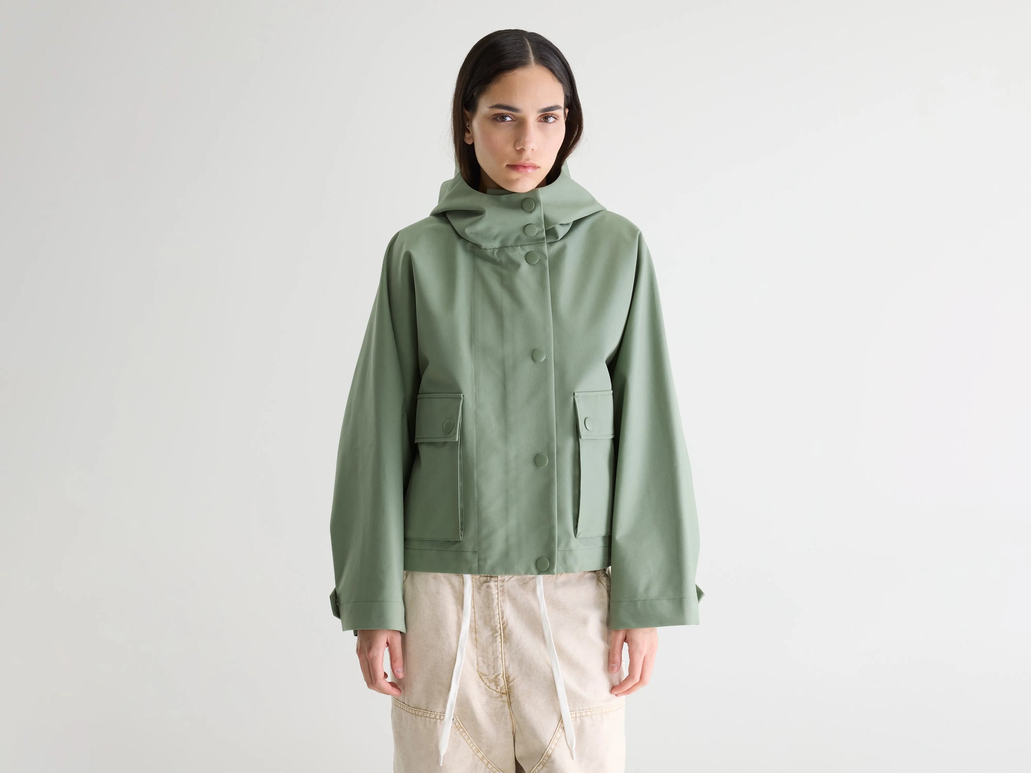 Women's khaki relaxed hooded jacket | Bellerose