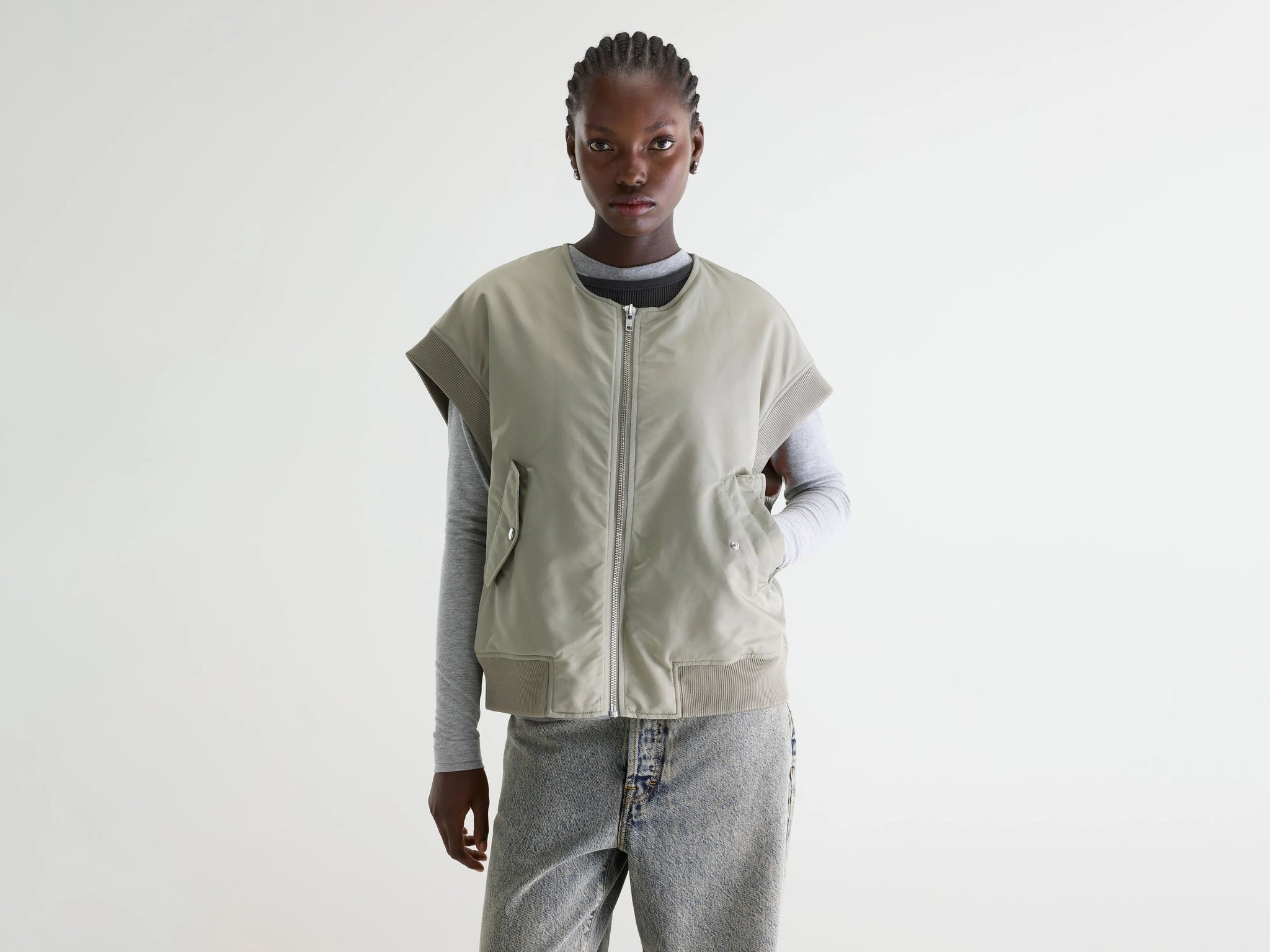 Women's green nylon sleeveless bomber jacket | Bellerose