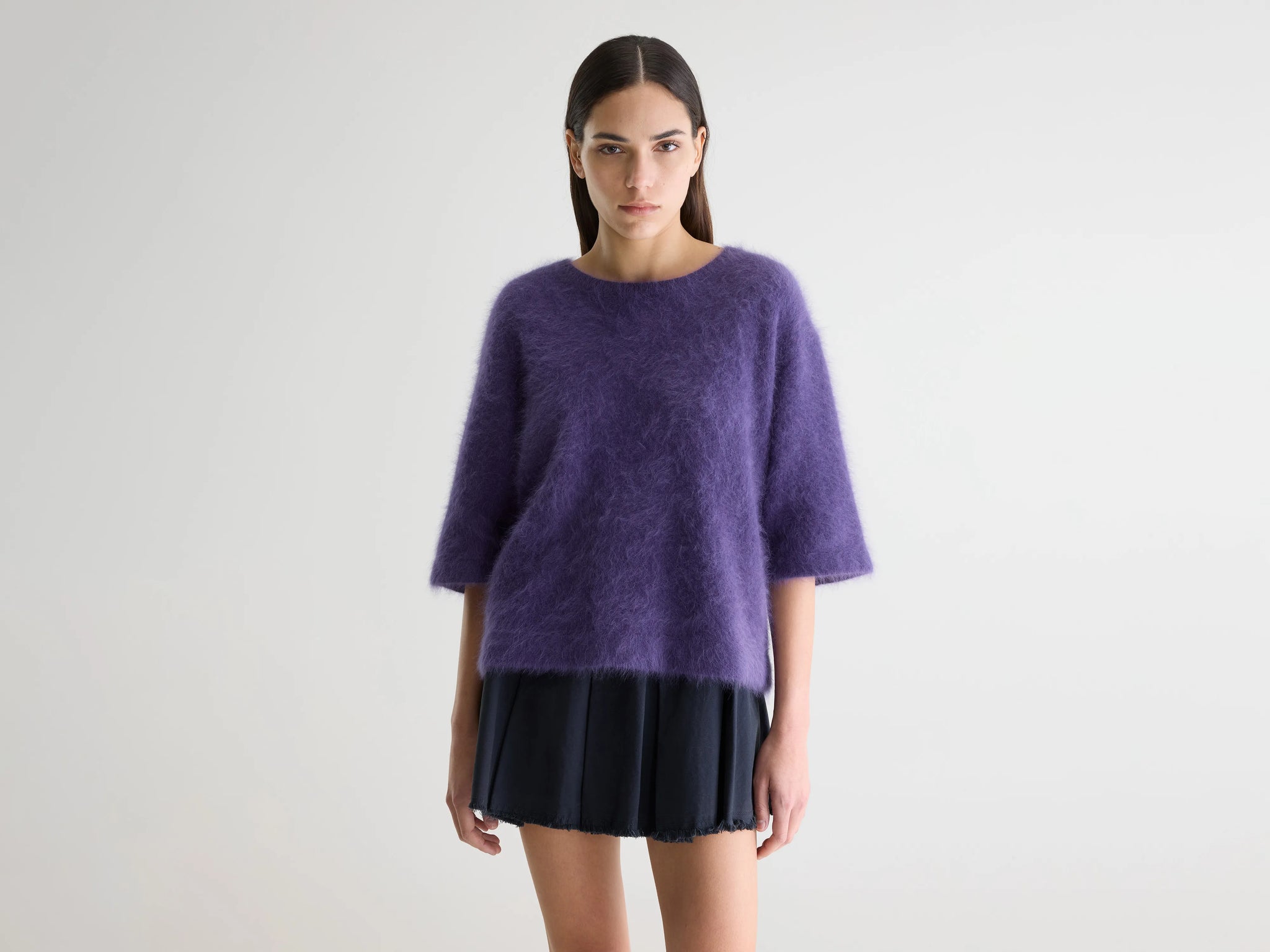 Women's purple crewneck angora sweater | Bellerose