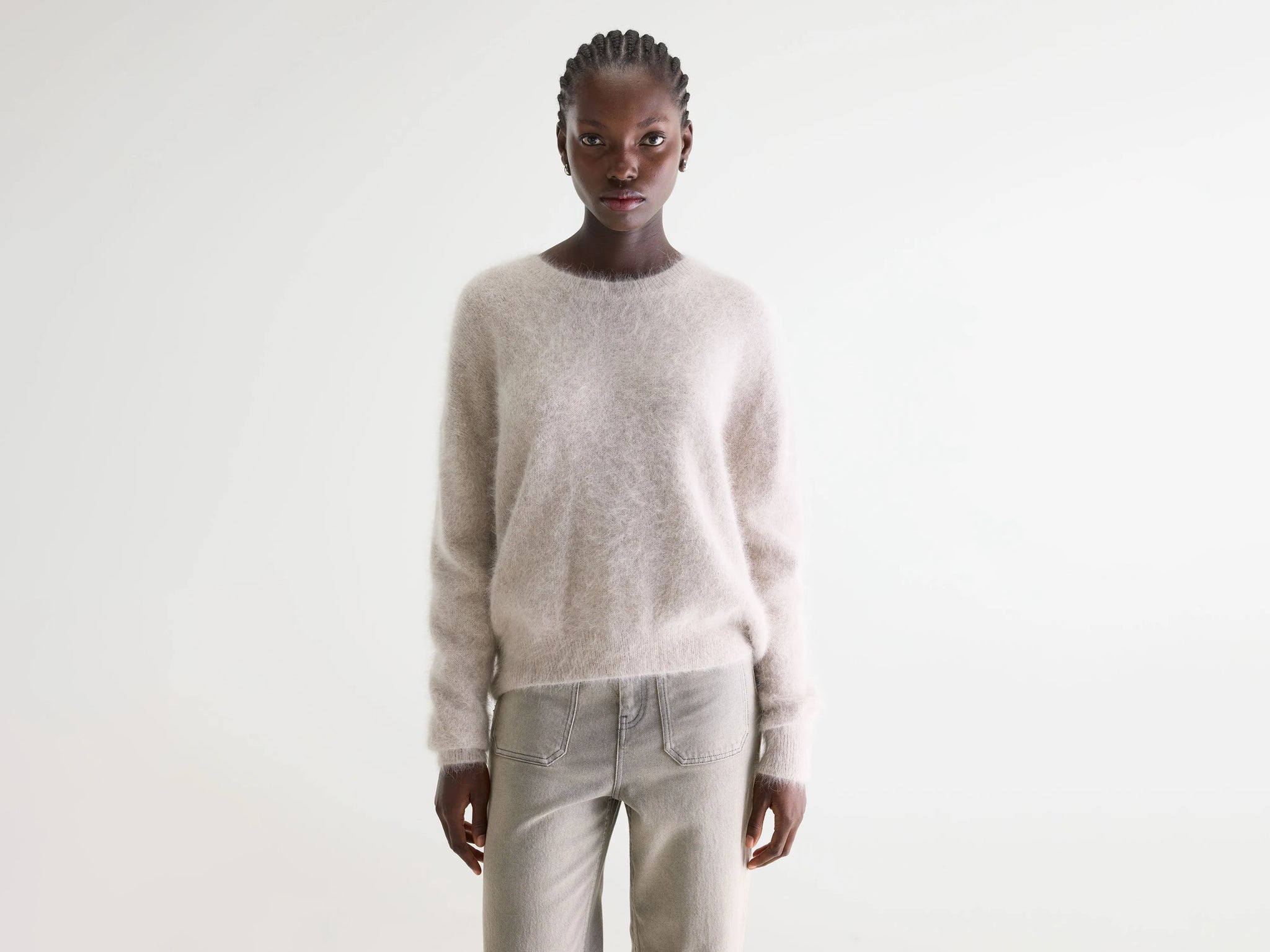 Oversized grijze angoramix trui met lange mouwen | Bellerose