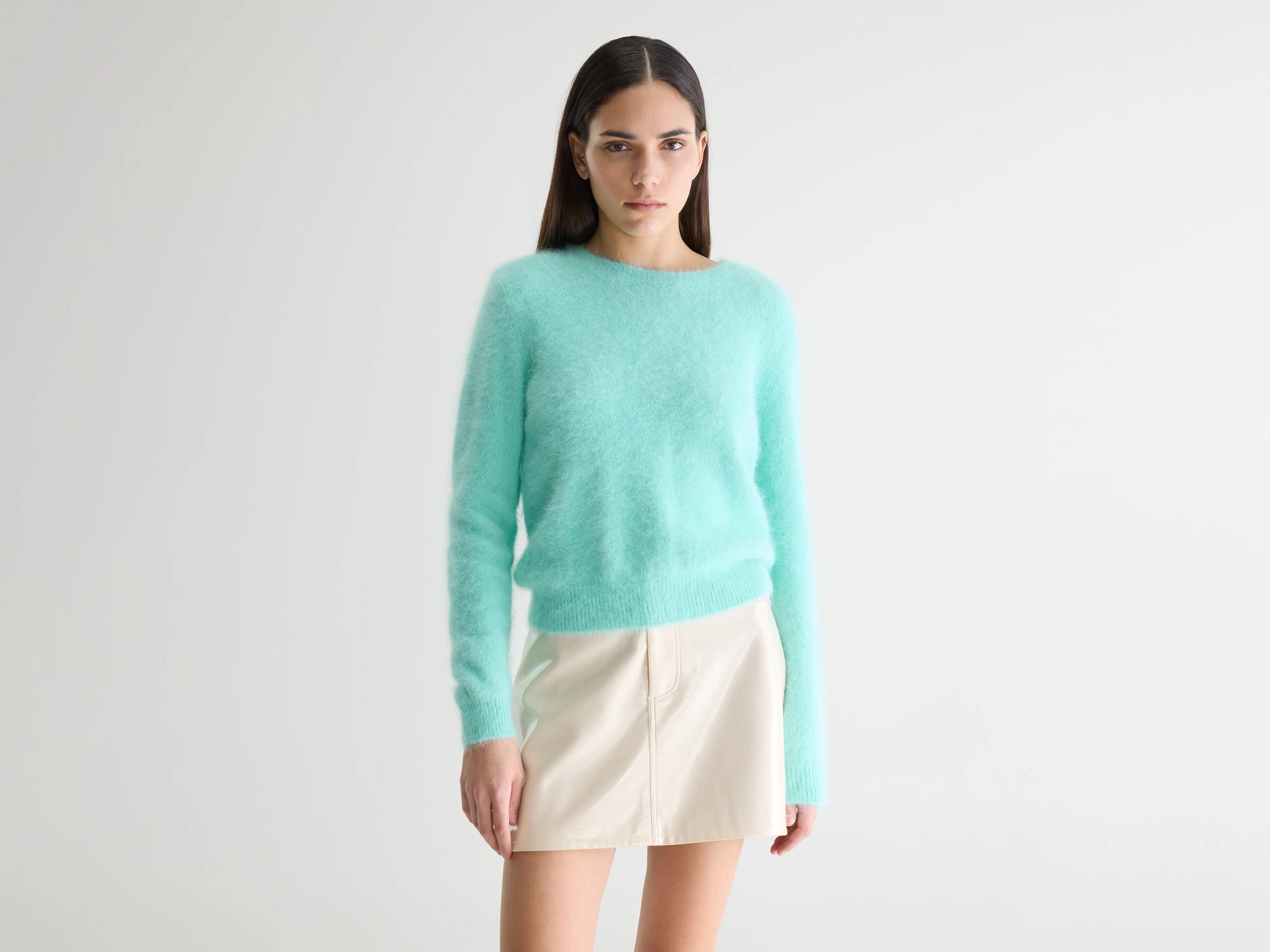 Turquoise crew neck sweater for women | Bellerose
